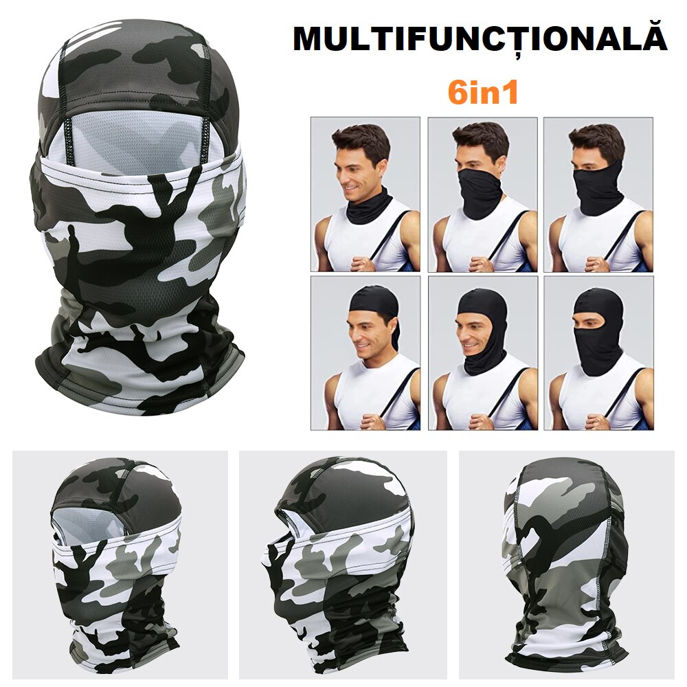 Cagula Tactica Combat Militara, 6in1 Multifunctionala, Camuflaj Negru ...