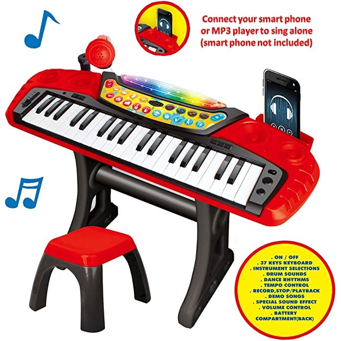 Elektronikus orgona 37 billentyűvel, üléssel és mikrofonnal - eMAG.hu