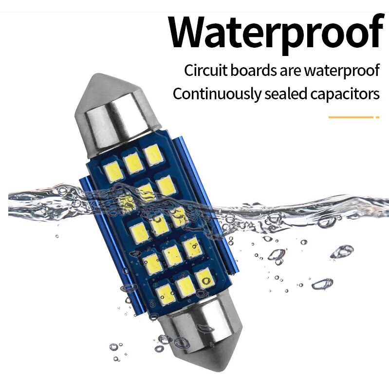 Set 2 bec LED sofit Canbus non-polar lumina alba 41mm SMD 2016 12-24V - eMAG.ro