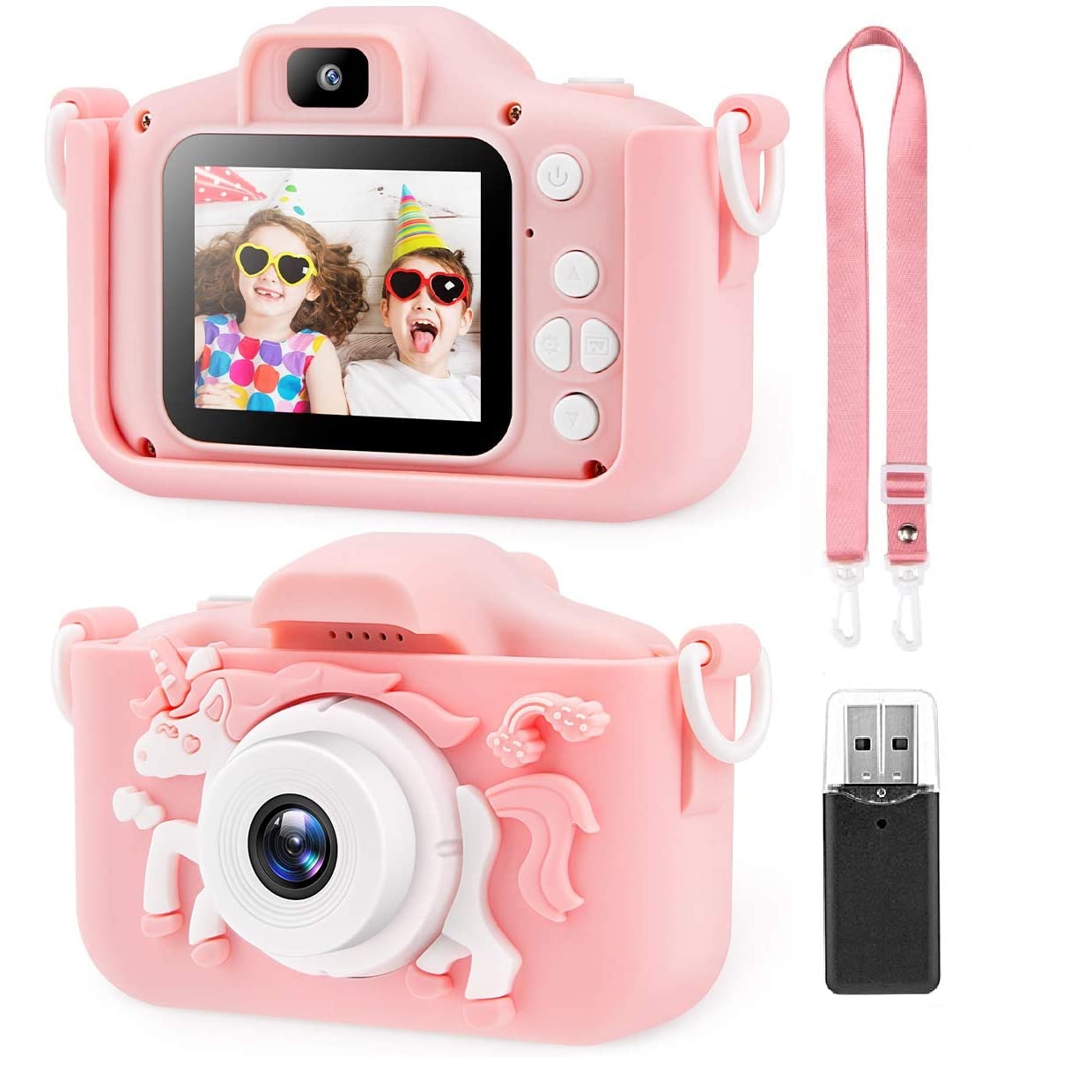 Camera foto digitala pentru copii Unicorn, dual camera, card 4GB, 1440 ...