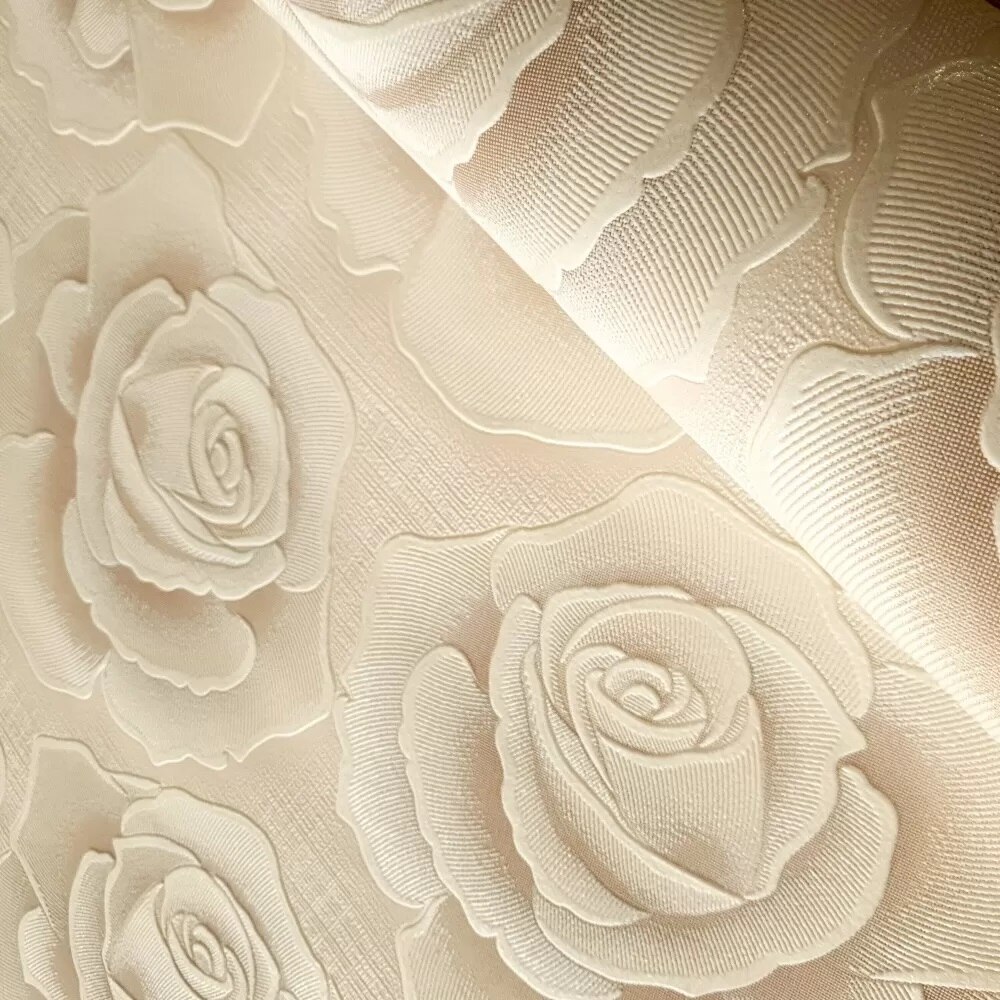 Tapet Vilia, Roza 1416-61, model clasic cu flori, bej, lavabil, vinil ...