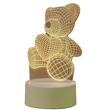 Lampa 3d multicolora Ursulet si Inima, cadou Valentine's Day, baza cu ...