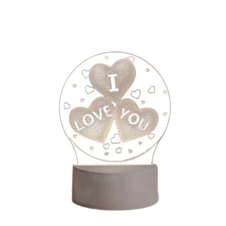 Lampa 3d Iluzie optica, Inima si mesaj Valentine's Day, alimentare USB ...