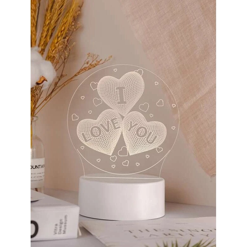 Lampa 3d Iluzie optica, Inima si mesaj Valentine's Day, alimentare USB ...