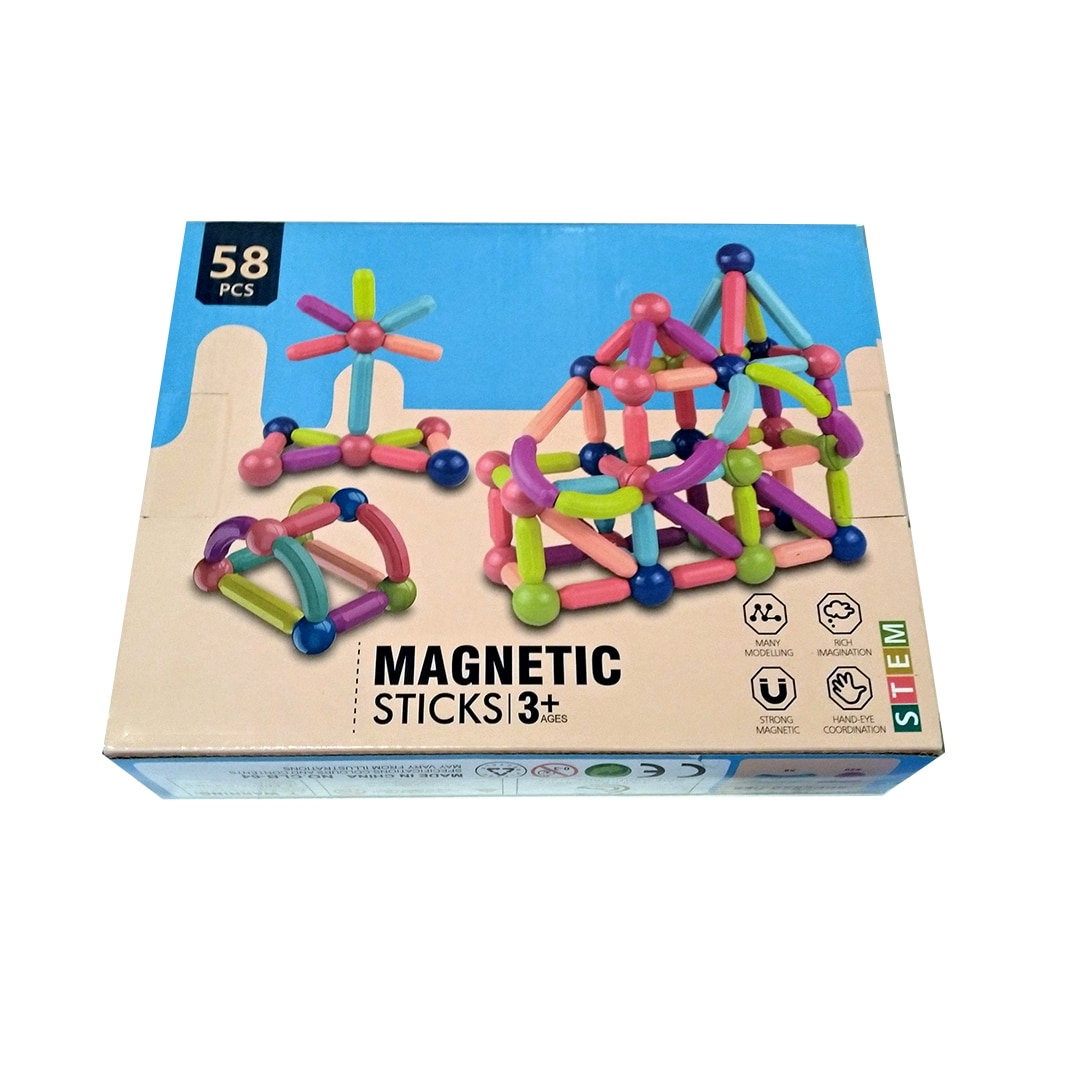 Set 58 piese magnetice, Puzzle de Constructie cu Magnet 3D, Magnetic ...