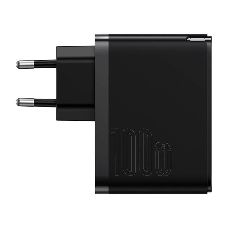 Incarcator de retea Baseus GaN USB C, USB, 100W si cablu 1m, Negru ...
