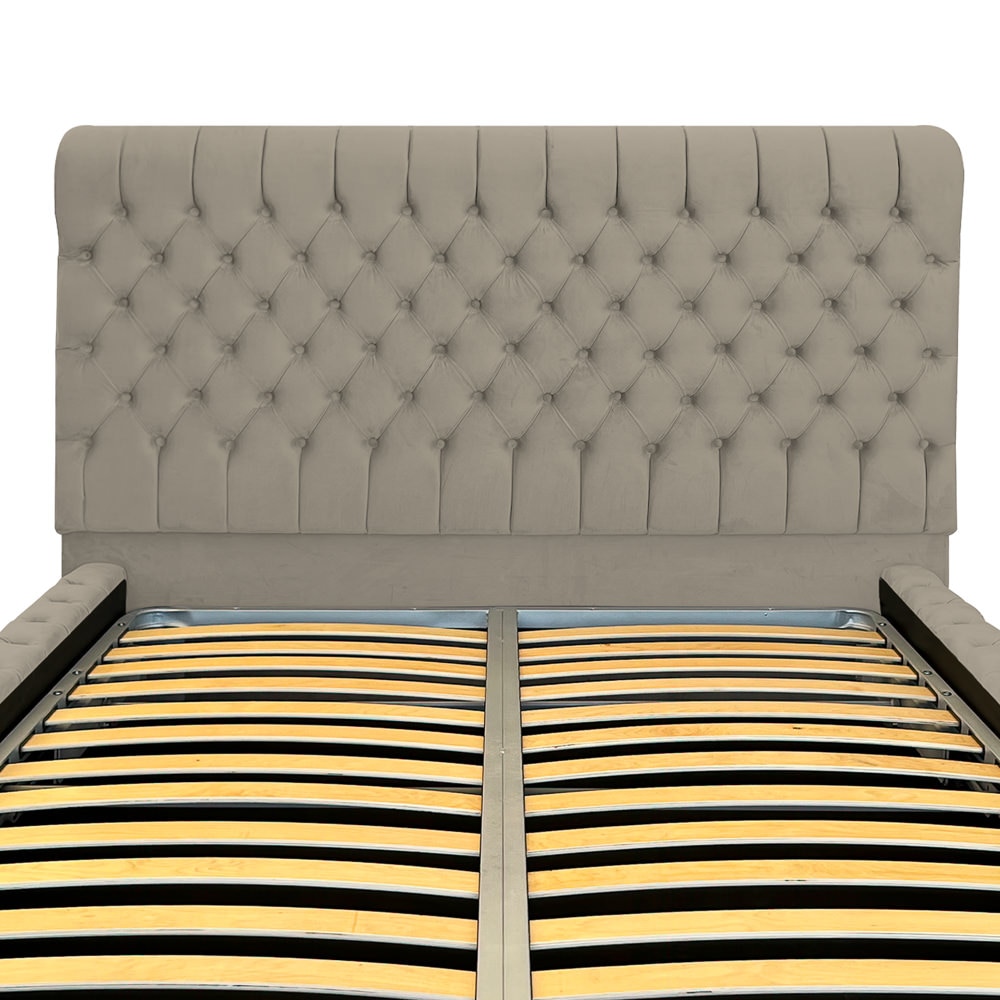 Pat tapitat Nottuno Luxury, cu lada de depozitare si somiera rabatabila ...