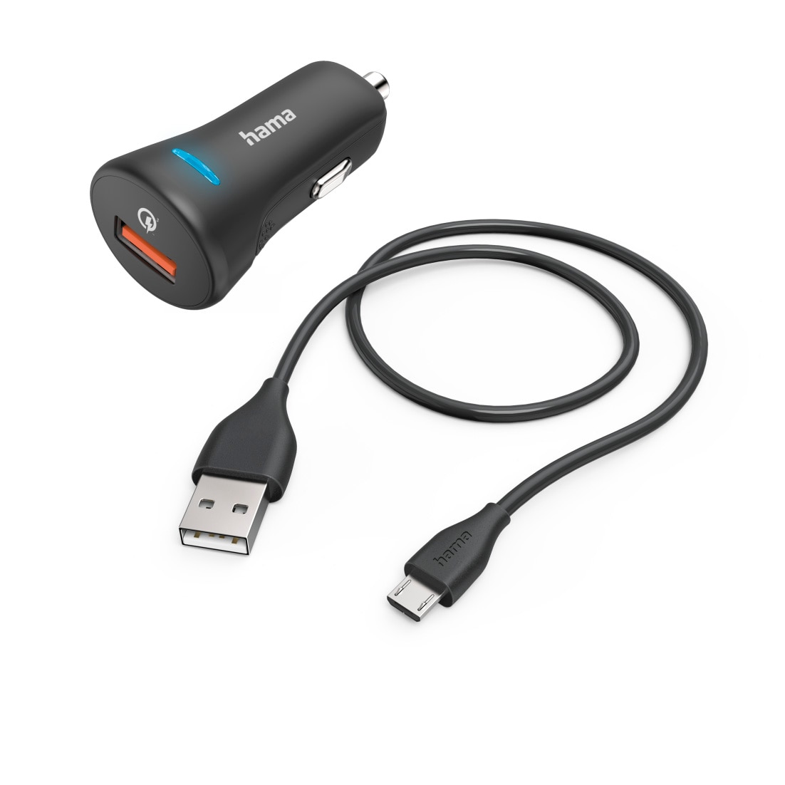 Set incarcator auto Hama, micro USB, QC, 1.5m, Negru - eMAG.ro