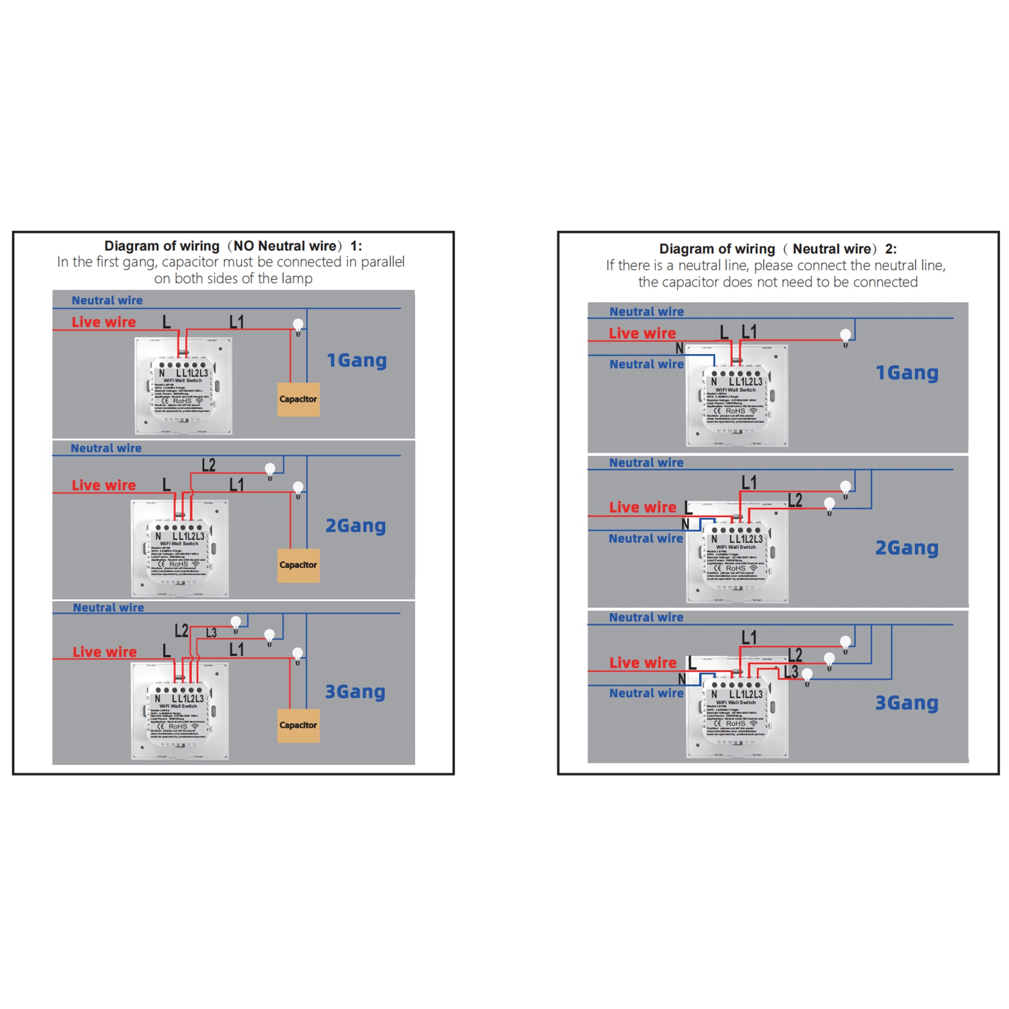 Електрически ключ, WiFi Smart Touch, Single Fire Zero Fire, Стъклен ...