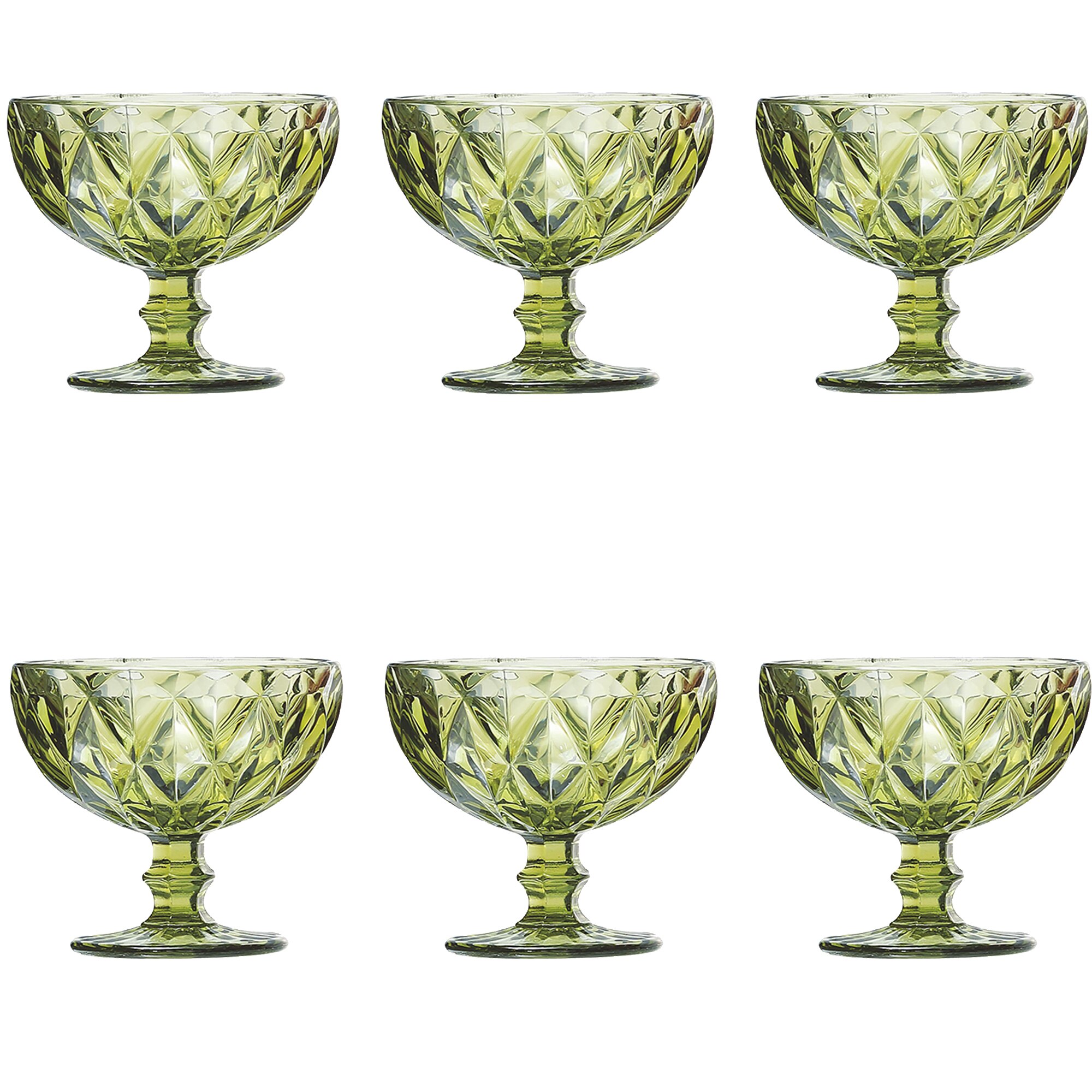 Set 6 cupe pentru inghetata IS0726, Sticla, 300 ml, Verde - eMAG.ro