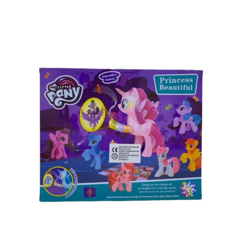 Set 7 figurine ponei cu sclipici, muzica si lumini, albastru, 3ani ...