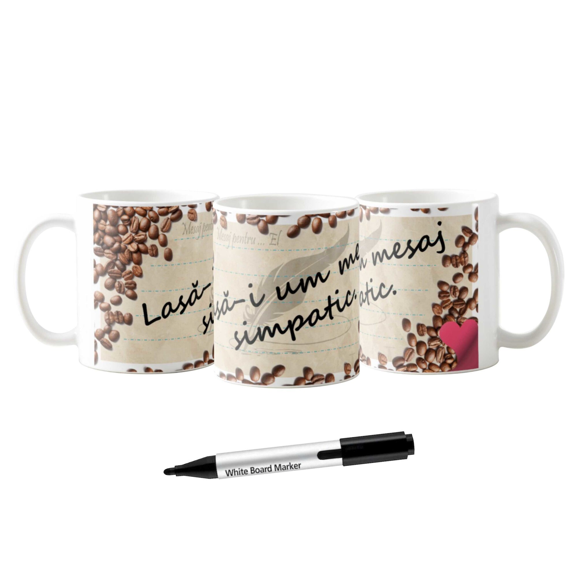 Set doua cani personalizate Mesaj pentru indragostiti, 330 ml - eMAG.ro