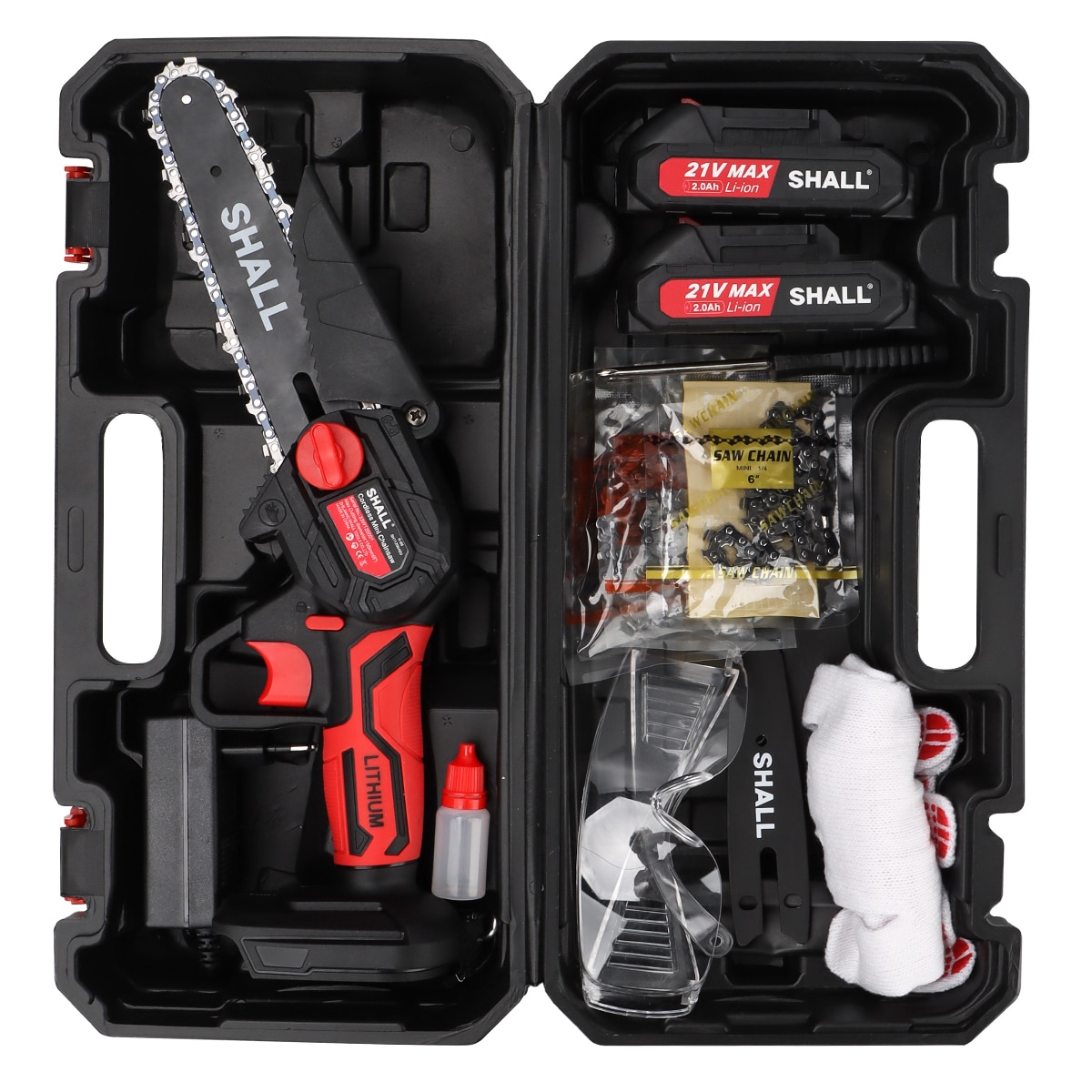Mini ferastrau cu lant, Shall, Motor fara peri, Electric, Portabil, 2 ...