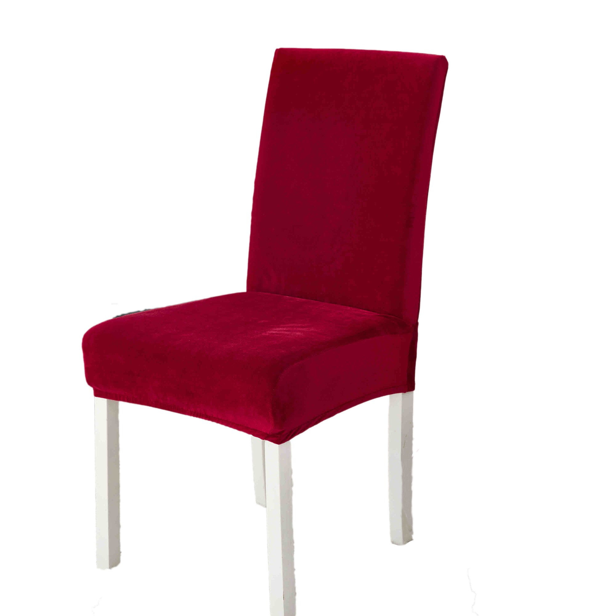 Set 6 Huse pentru scaune, Jojo Home, HSC10, catifea elastica, rosu ...