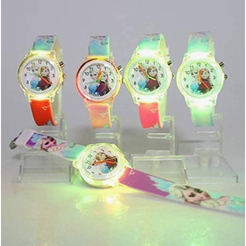 Ceas pentru copii Disney Frozen Elsa & Anna cu luminite, mov - eMAG.ro