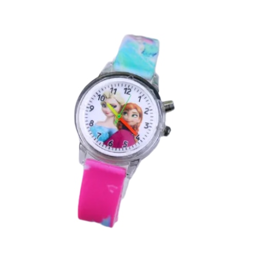 Ceas pentru copii Disney Frozen Elsa & Anna cu luminite, roz - eMAG.ro