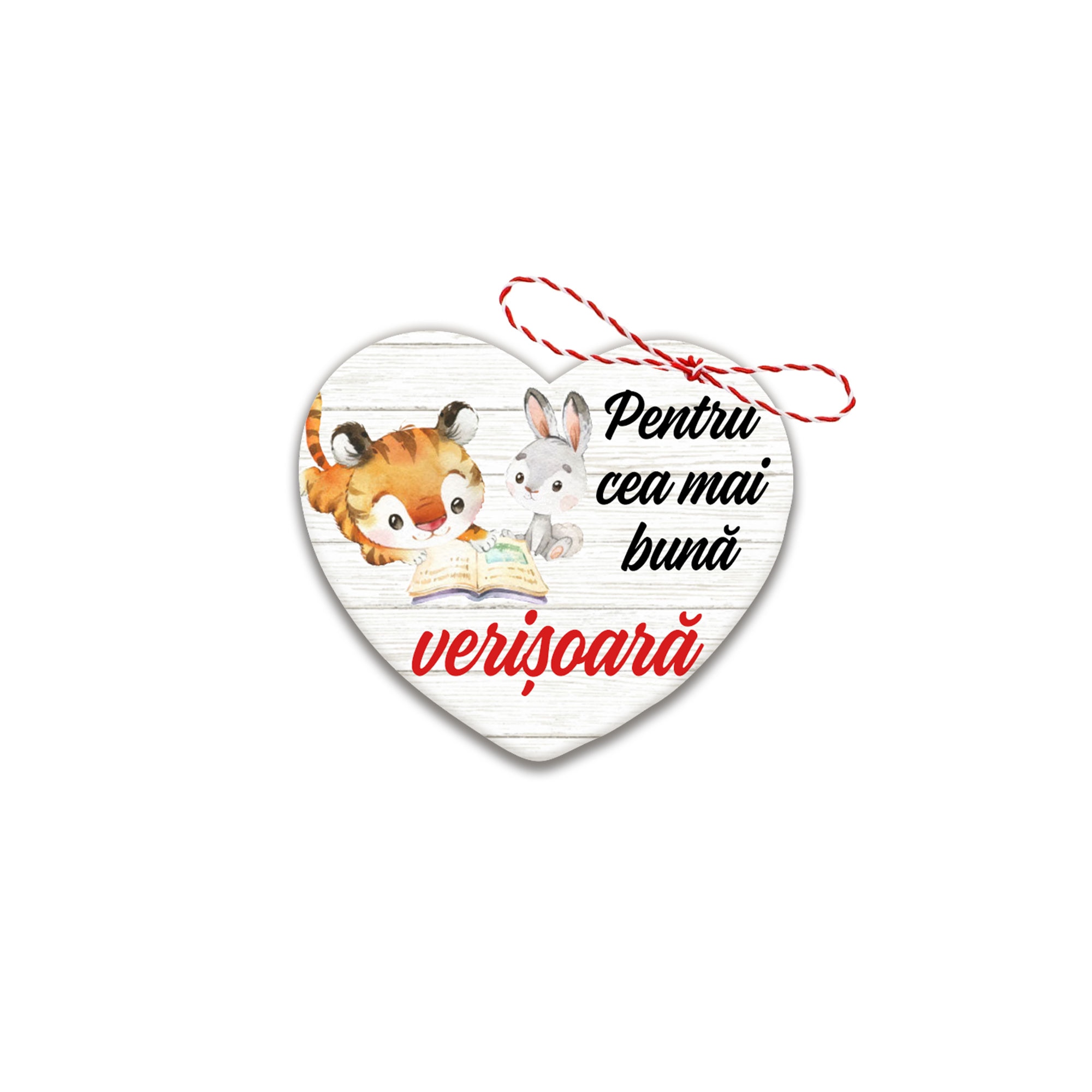 Martisor personalizat pentru cea mai buna verisoara, lemn, 5 cm ...