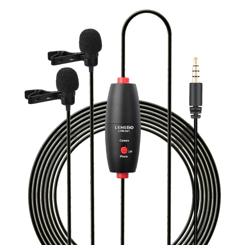 Dual Head Microfon lavaliera LENSGO LYM-DM1 pentru DSLR Smartphone - eMAG.ro