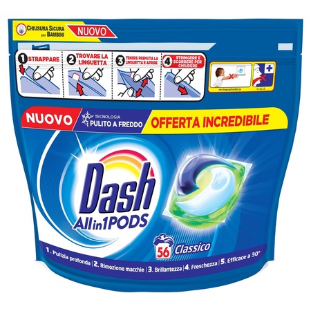 Detergent rufe capsule Dash All in 1 Pods Clasic, 56 capsule - eMAG.ro