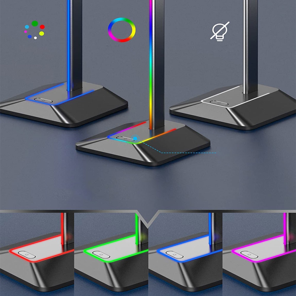 Stand casti gaming, Vaxiuja, iluminare RGB, USB 2.0, Negru - eMAG.ro