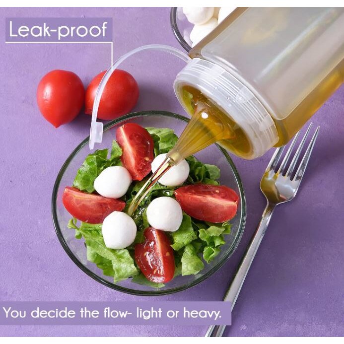 Set 4 dozatoare transparente, cu capac si dop, Syamag, pentru sosuri ...