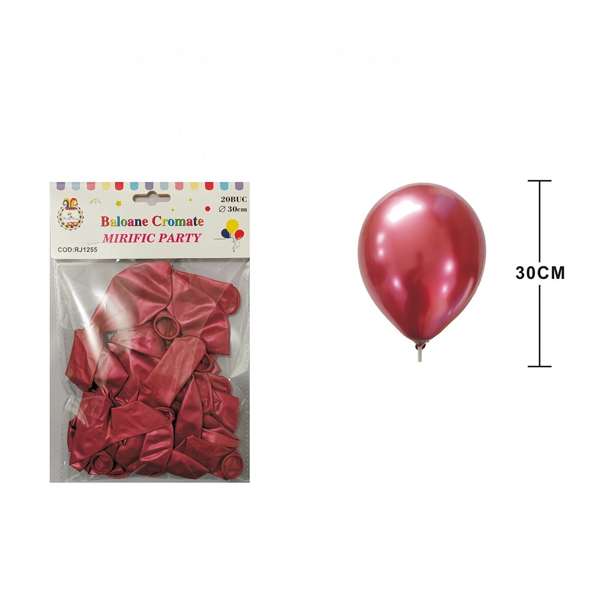 Set 20 baloane pentru petrecere, din latex, metalizate, RJ1255, rosu, 30 cm - eMAG.ro