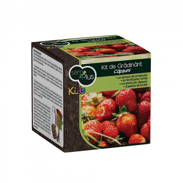 Kit pentru gradinarit dedicat copiilor, SemPlus Kids Capsuni - eMAG.ro