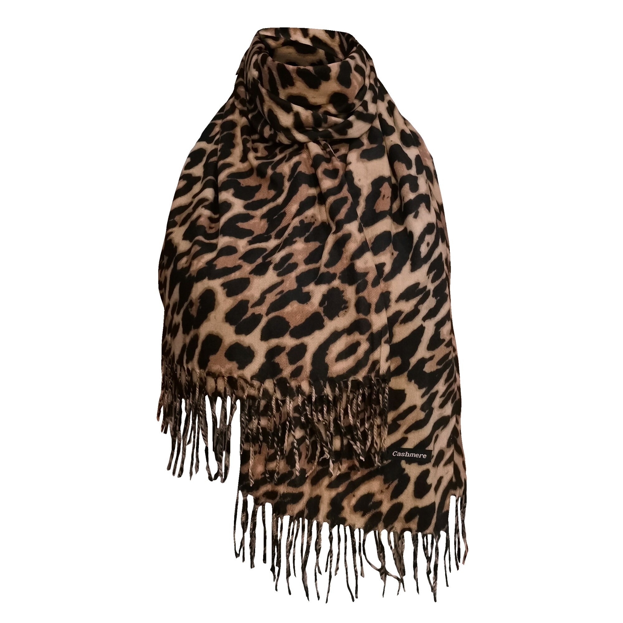 Esarfa Dama, tip sal din casmir, Cashmere, print animal, maro - eMAG.ro