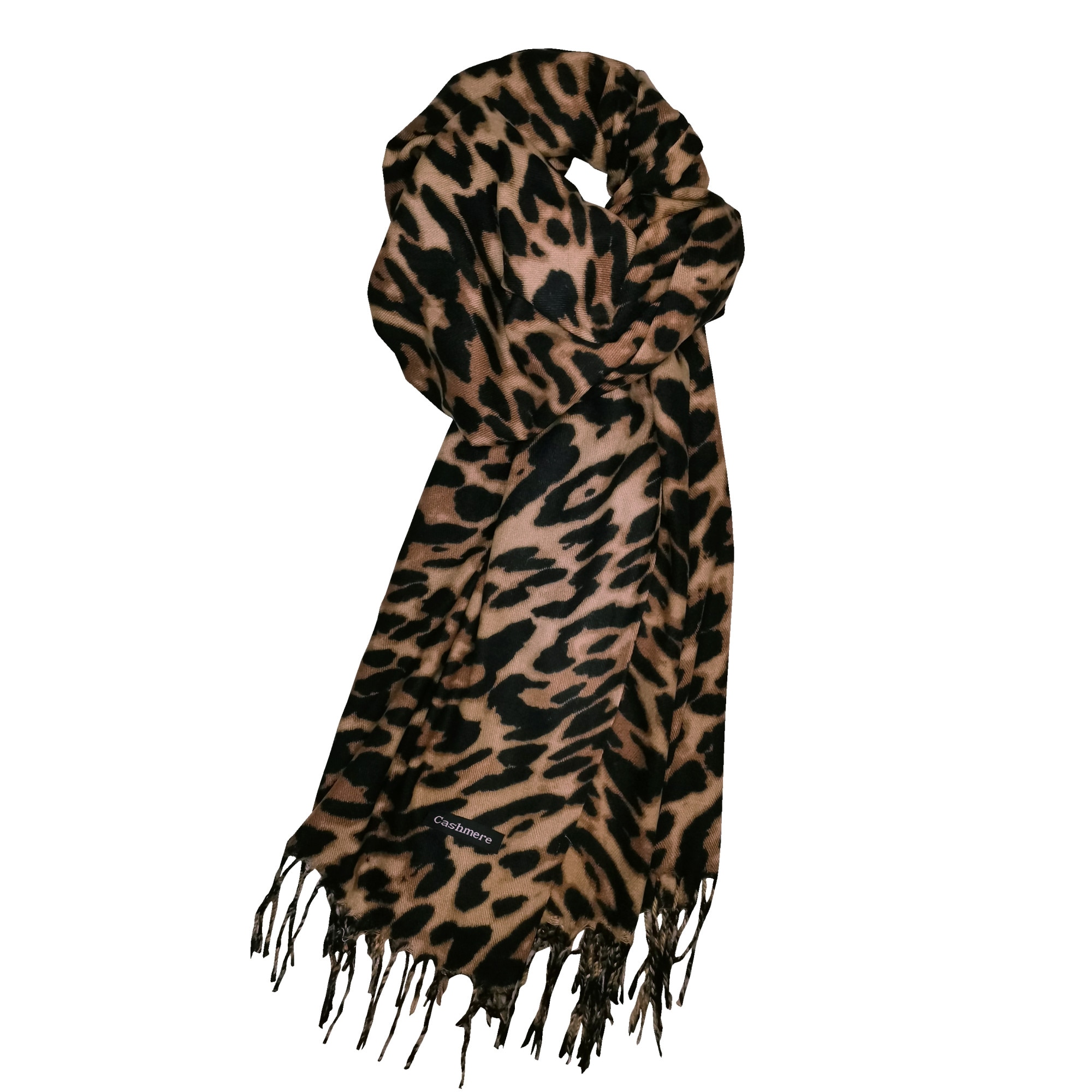 Esarfa Dama, tip sal din casmir, Cashmere, print animal, maro - eMAG.ro