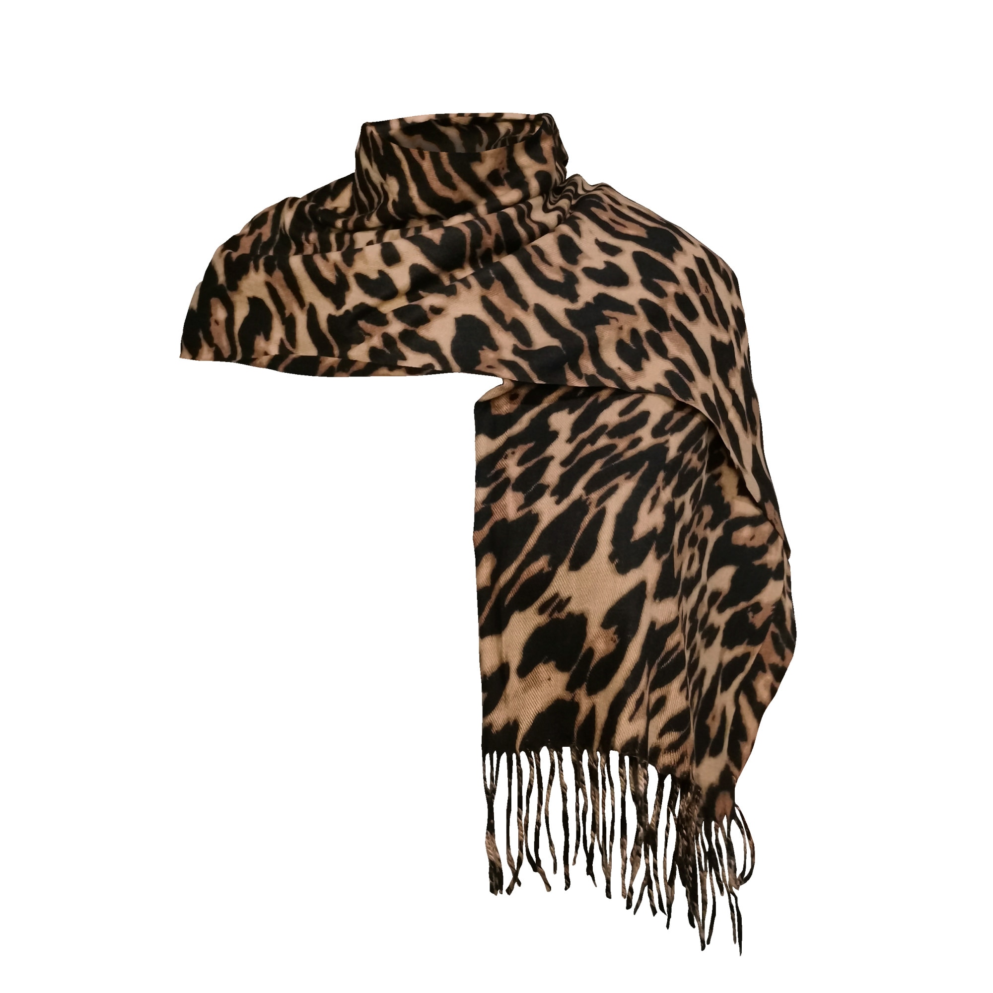 Esarfa Dama, tip sal din casmir, Cashmere, print animal, maro - eMAG.ro