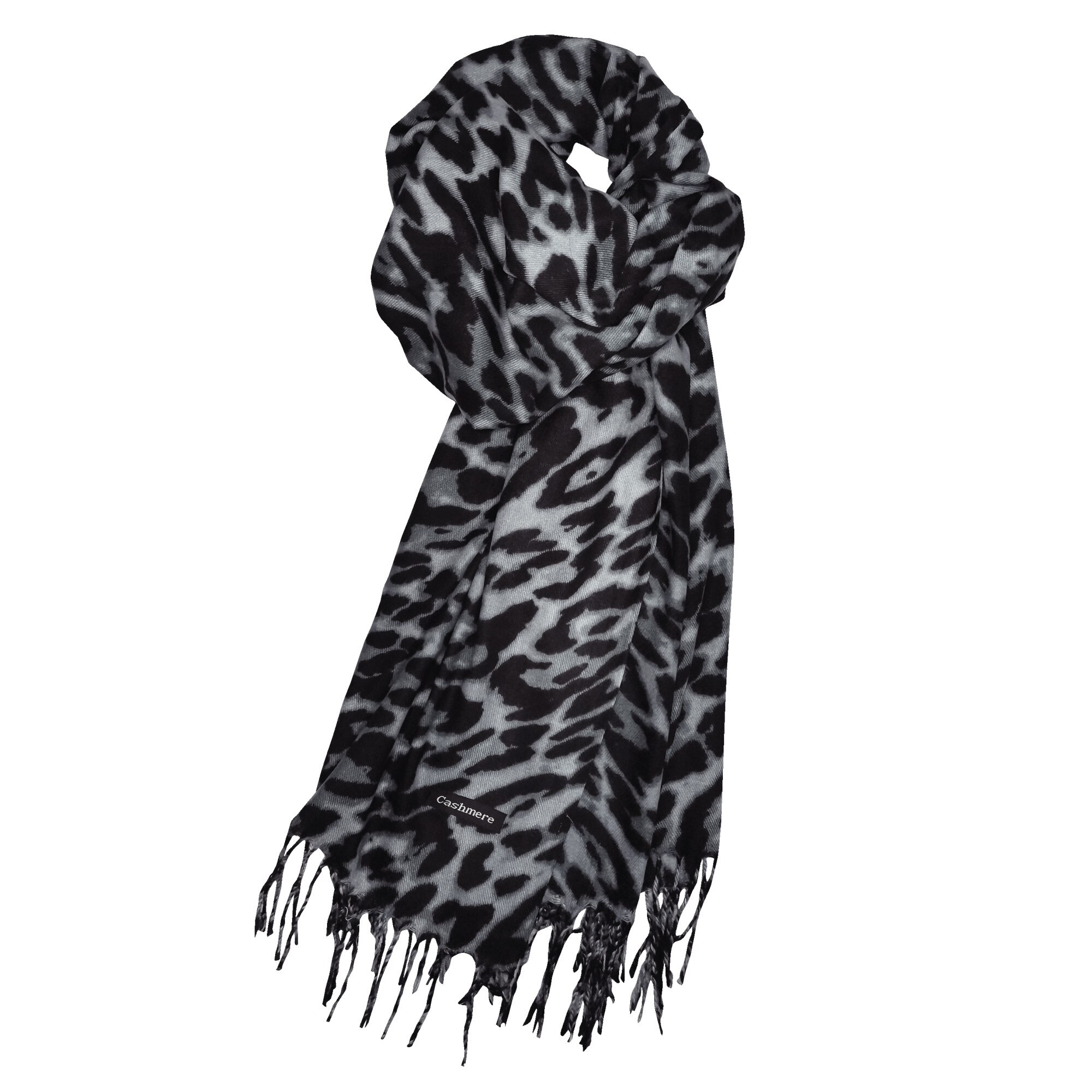 Esarfa Dama, tip sal din casmir, Cashmere, print animal, gri - eMAG.ro