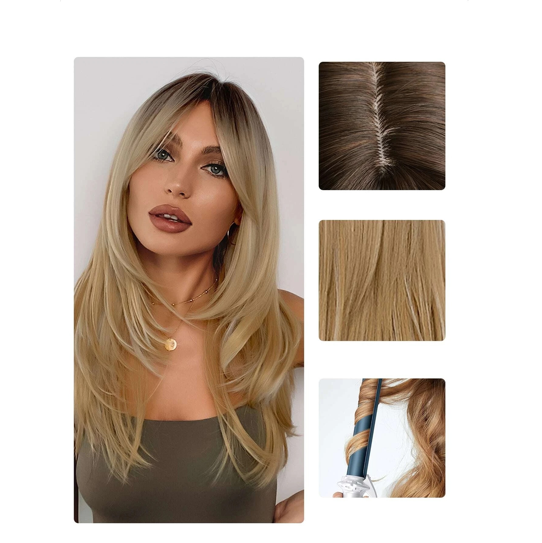 Peruca pentru femei, par lung drept, imita parul natural, culoarea ...