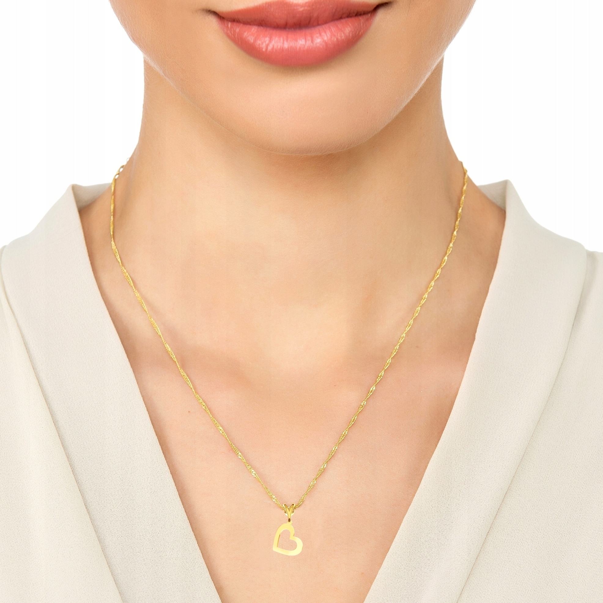 Colier cu lant de aur, Larezo, Inima goala, Argint 925, 45cm - eMAG.ro