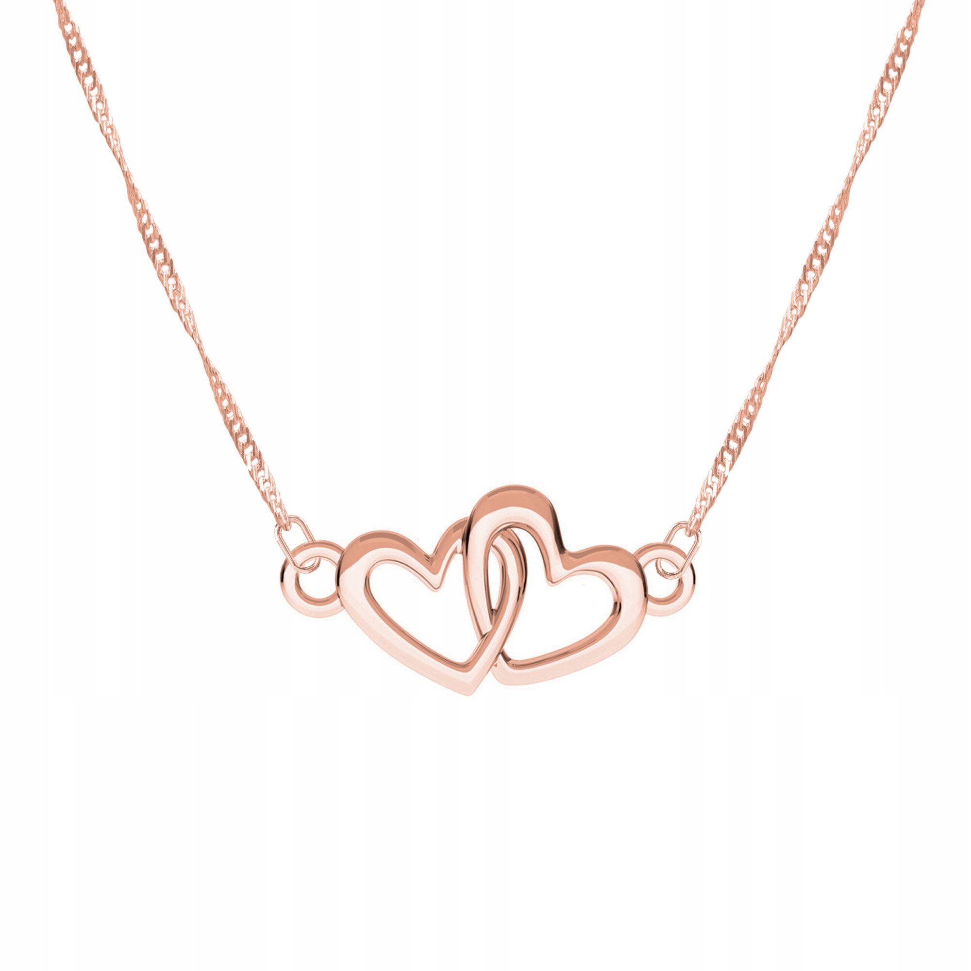 Colier cu lant de aur, Larezo, Doua inimi, Argint 925, 45cm - eMAG.ro