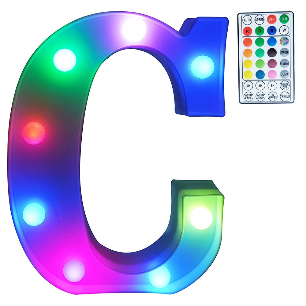Letter C 3d világító led, volumetrikus, távirányítóval, elemekkel ...