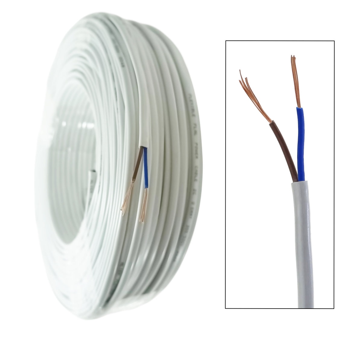 Rola cablu electric MYY-UP, 2 x 0.5 mm2, din cupru, 100m, CEMYY-UP2-0.50-WH, 2C, 300/500V, alb ...