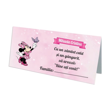 Set 10 Bucati, Plic bani Botez, Minnie Mouse, Model PB26, Carton, Alb ...