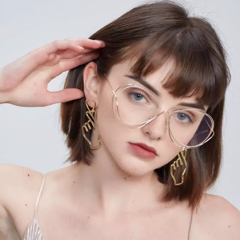 Cercei dama, model mana si inimioara, rose gold, EFAYN - eMAG.ro