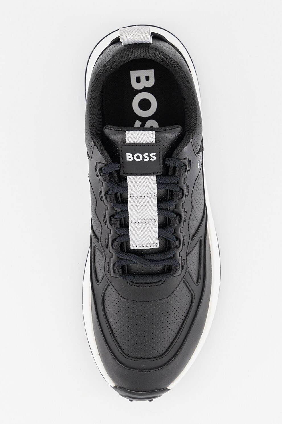 BOSS, Pantofi sport de piele ecologica si piele cu detalii perforate ...