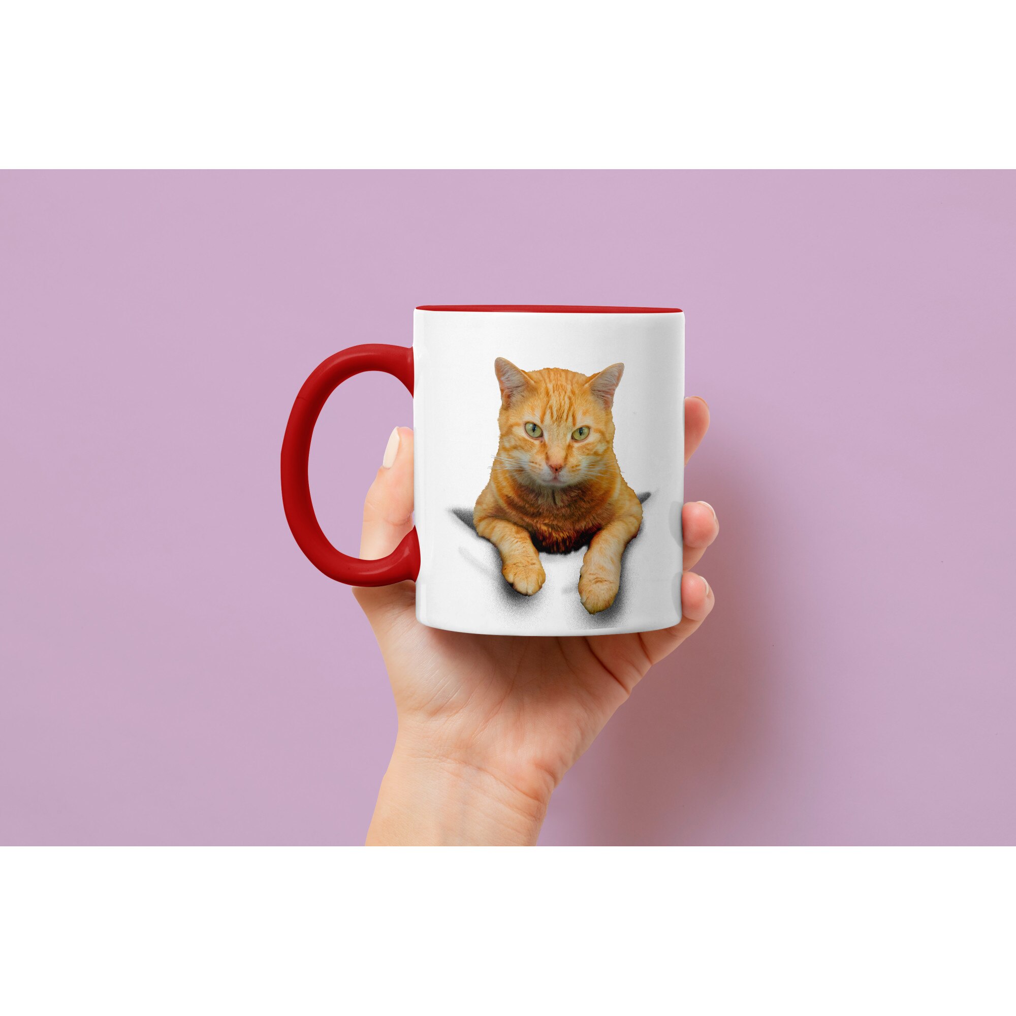 Komoly, ideges macska személyre szabott bögre, 330 ml, fehér, narancs ...