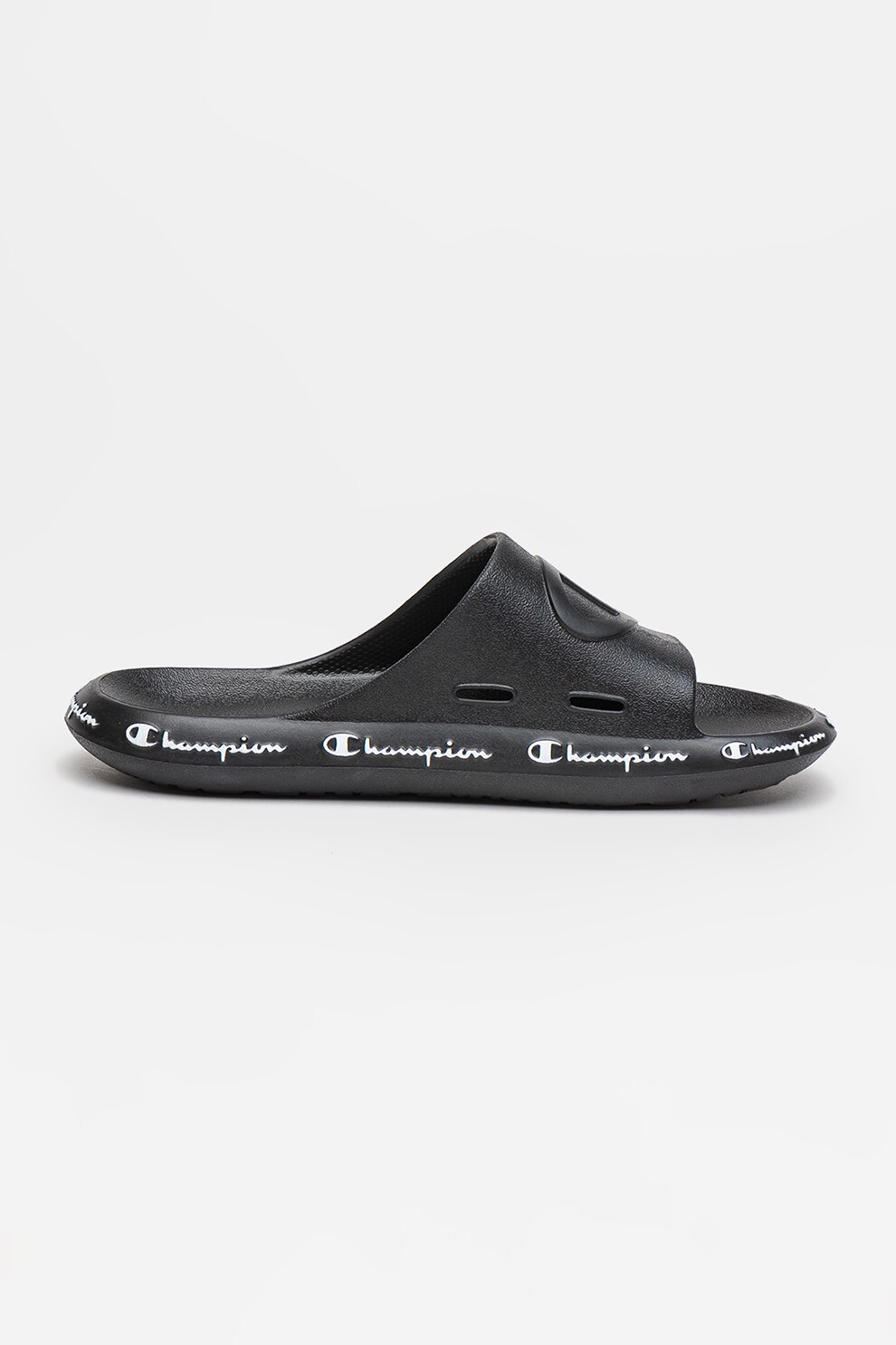 Champion, Papuci cu banda logo Rio, Negru, Alb, 42 - eMAG.ro
