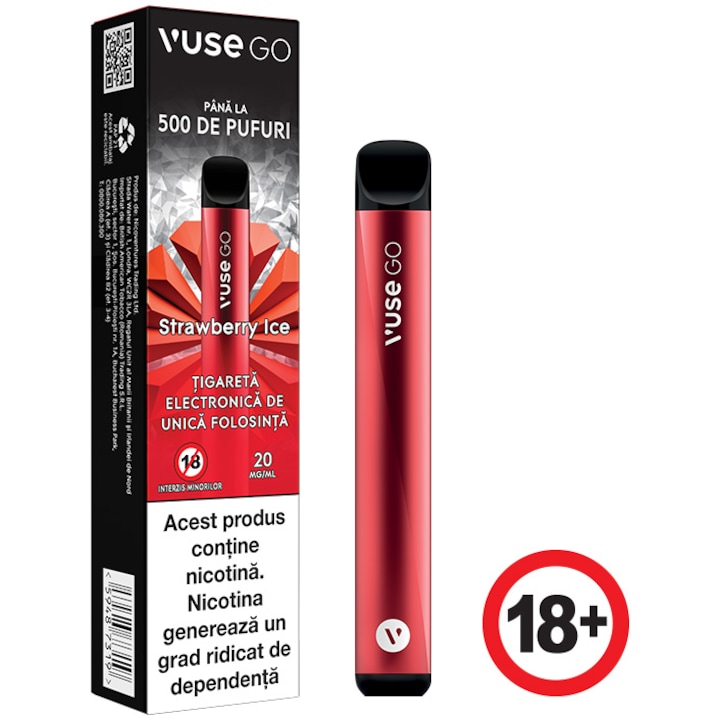 Vuse GO Strawberry Ice elektronikus cigaretta, 20mg, 500 szívás - eMAG.hu