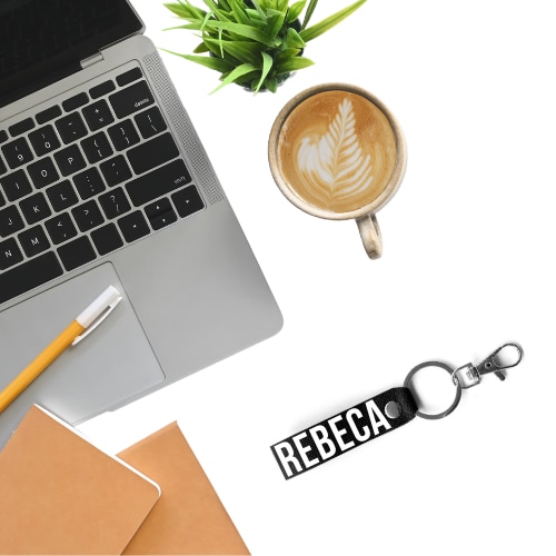 Breloc personalizat femei, BRELOCK, piele, 3 x 8 cm, print text cu nume ...