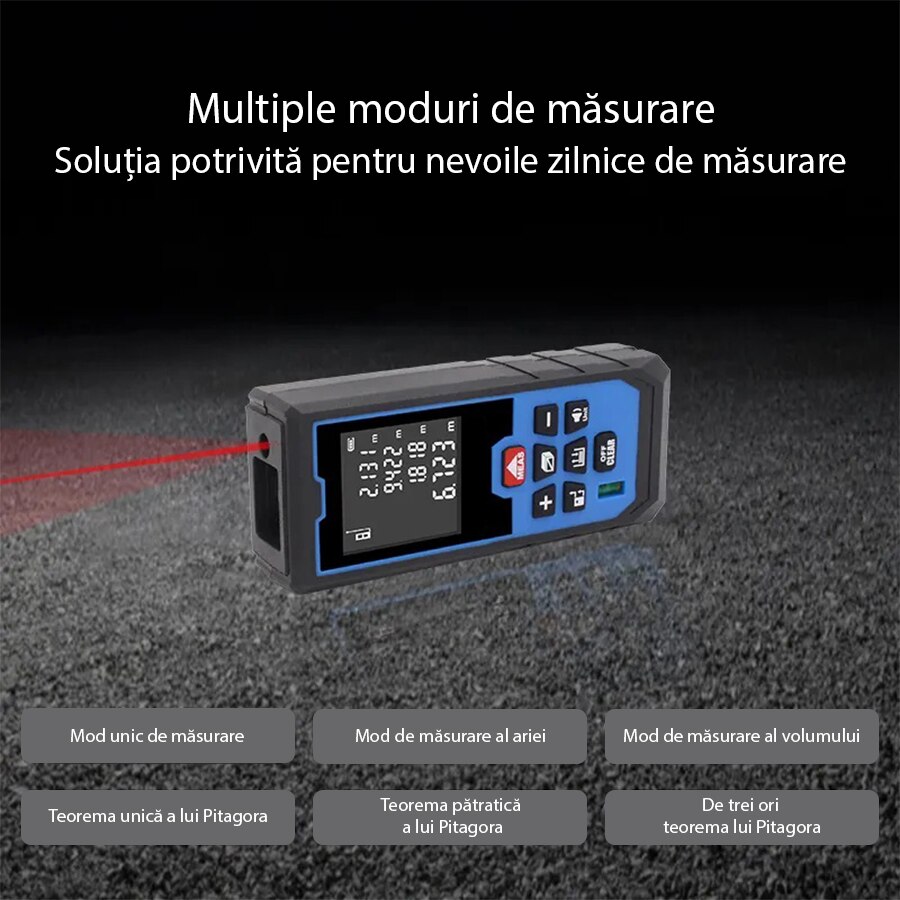 Telemetru cu laser 100m, Precizie +/-2.0mm, Masurare multifunctionala ...