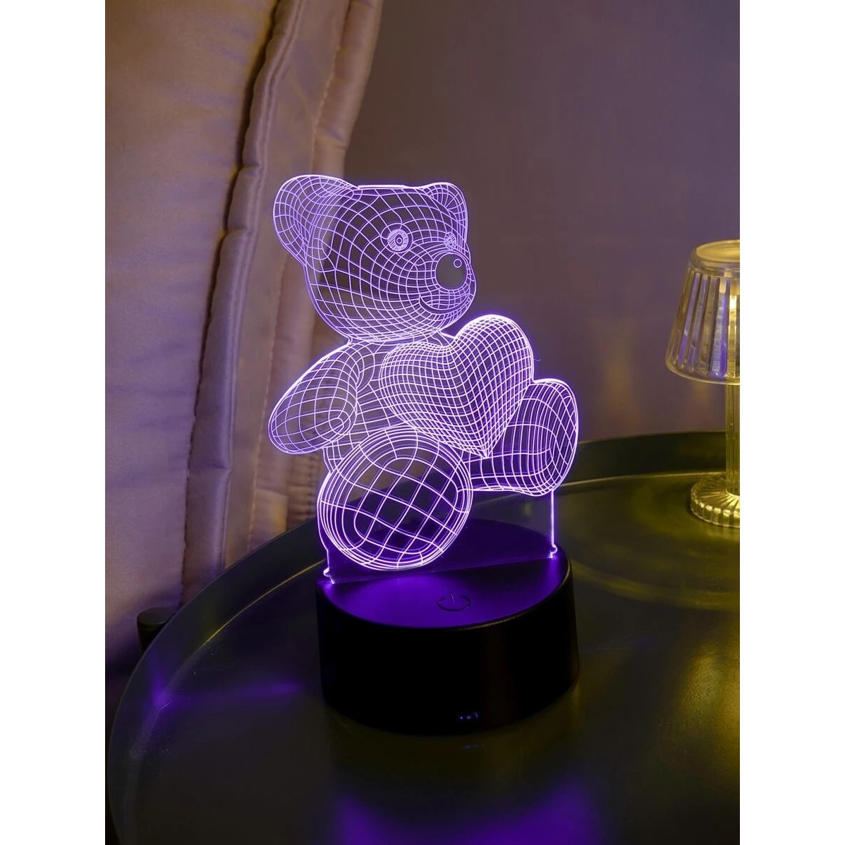 Lampa de Veghe 3D Ursulet cu Inima, 7 Culori, Lumina Ambientala ...