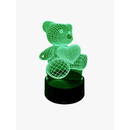 Lampa de Veghe 3D Ursulet cu Inima, 7 Culori, Lumina Ambientala ...