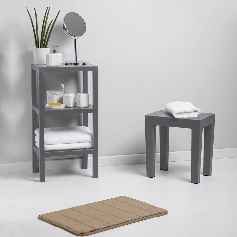 Raft modular organizator cu 3 etajere, aspect de lemn stratificat, gri ...