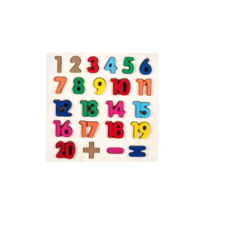 Puzzle din lemn, multicolor, cu cifre si calcule, pentru copii, 23 de ...