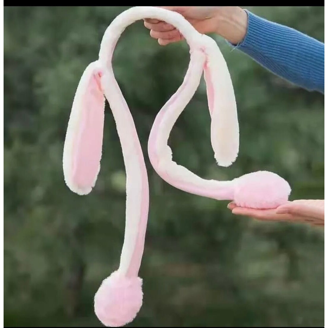 Bentita cu urechi de iepuras miscatoare, Plus pufos, 50x30cm, Roz - eMAG.ro