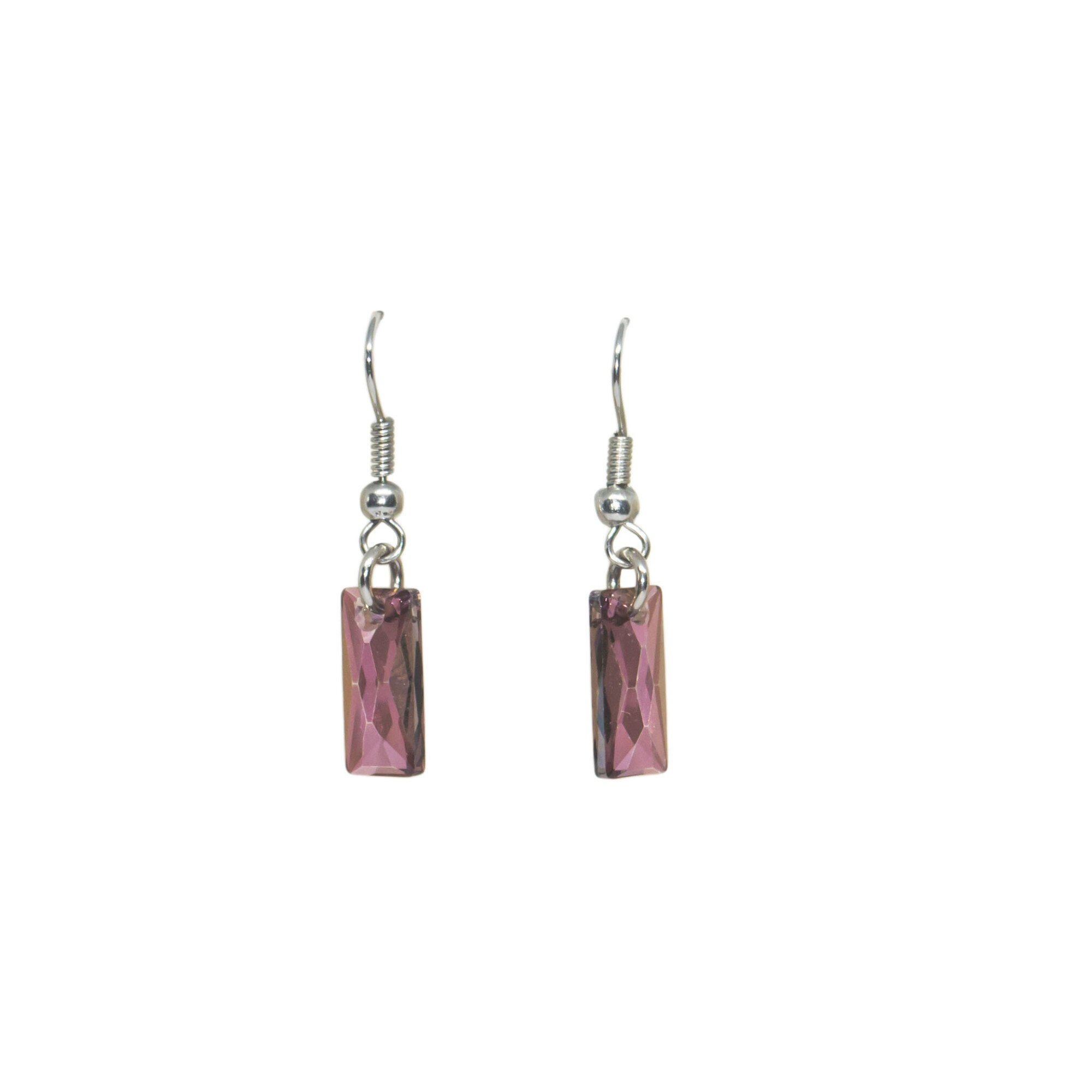 Cercei Queen Baguette Pendant Light Amethyst 13.5 x 6 mm - eMAG.ro